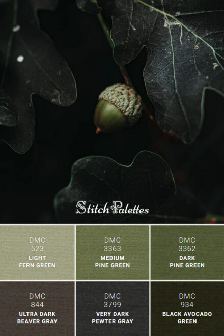Green Nuts - Embroidery Color Palette (With Thread Codes)