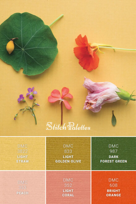 Assorted Flowers - Embroidery Color Palette (With Thread Codes)