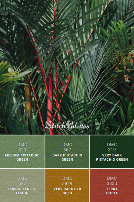 Lush Greens - Embroidery Color Palette (With Thread Codes)