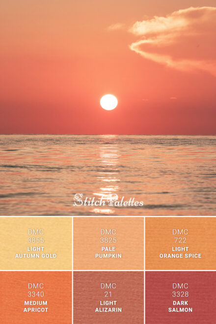 Sunset Ocean - Embroidery Color Palette (With Thread Codes)
