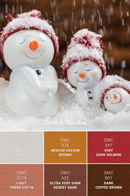 Happy Snowmen - Embroidery Color Palette (With Thread Codes)