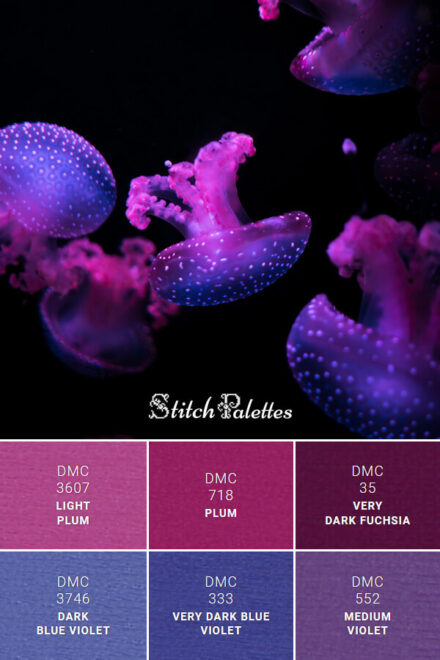 Floating Pink Jellyfish - Embroidery Color Palette (With Thread Codes)
