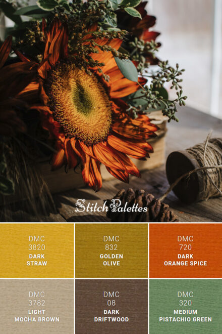 Fall Wreath - Embroidery Color Palette (With Thread Codes)