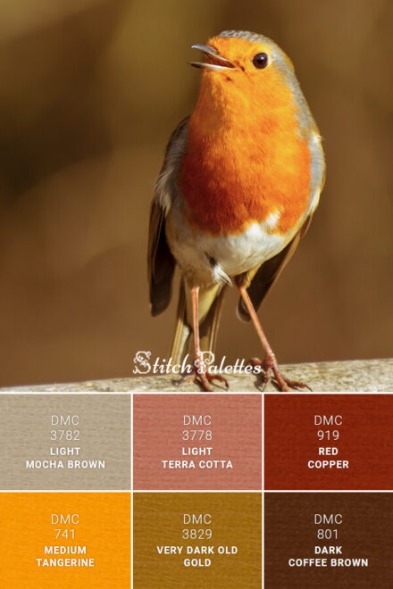 Chatty Yellow Robin - Embroidery Color Palette (With Thread Codes)
