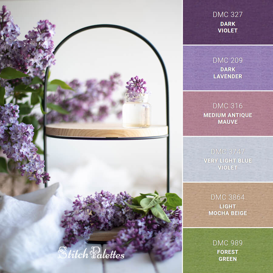 Lilac Tablescape - Embroidery Color Palette (With Thread Codes)