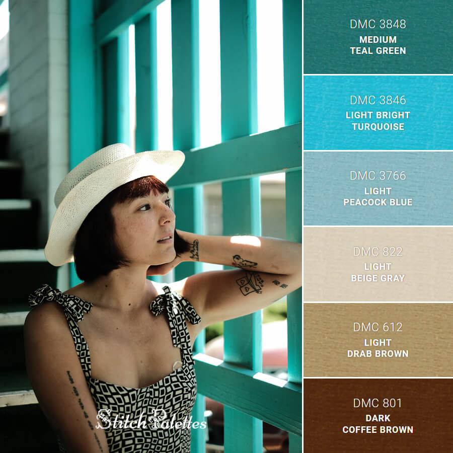 A Pop Of Blue - Embroidery Color Palette (With Thread Codes)