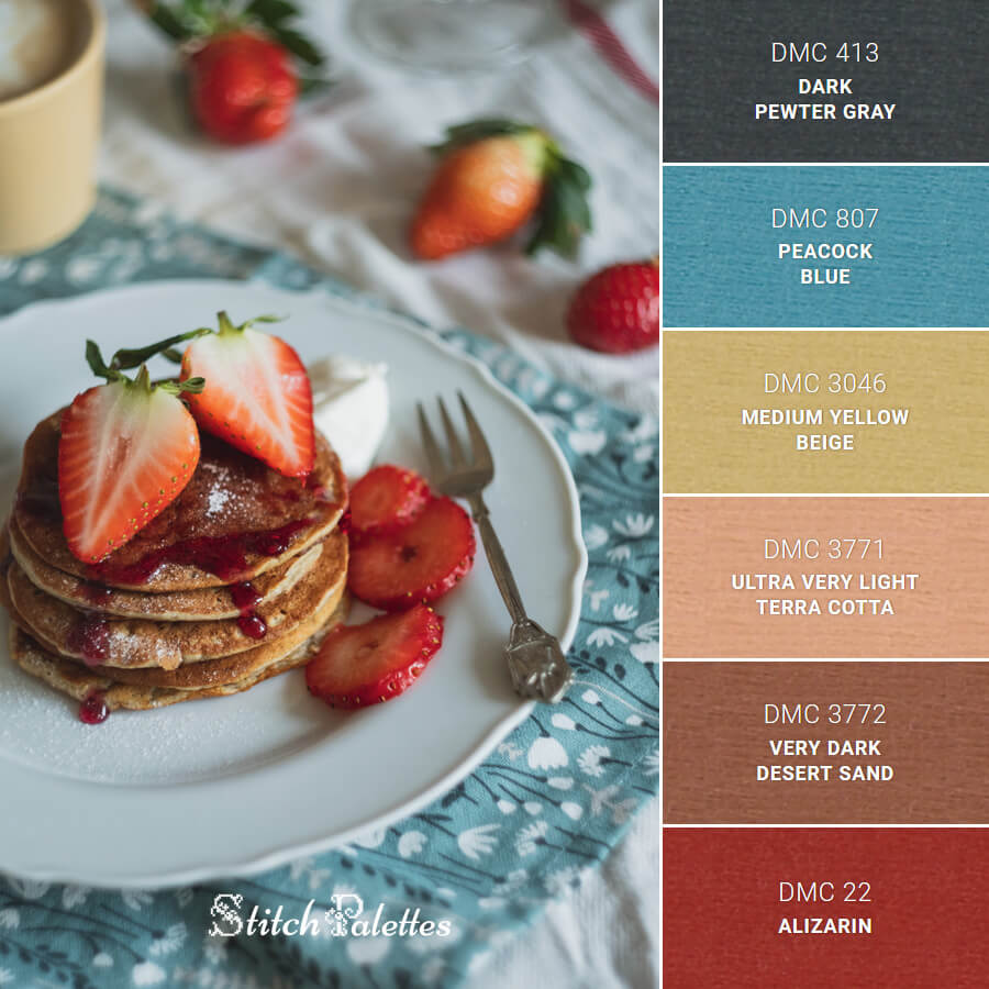 Strawberry Pancake - Embroidery Color Palette (With Thread Codes)