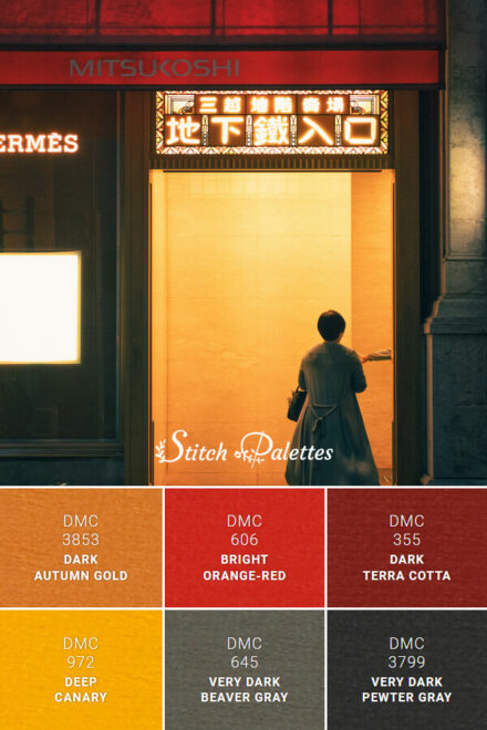 Chuo City, Tokyo - Embroidery Color Palette (With Thread Codes)