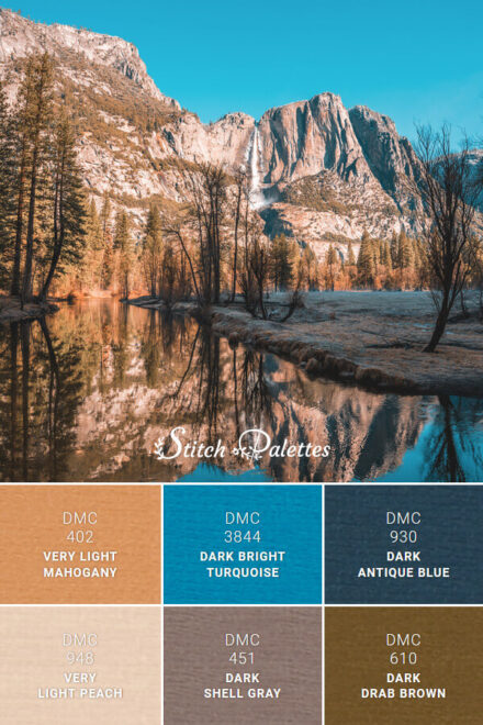 Yosemite National Park - Embroidery Color Palette (With Thread Codes)