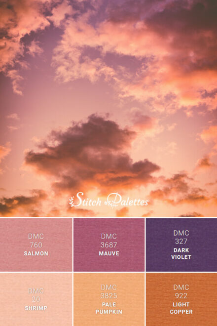Purple Clouds In Sunset - Embroidery Color Palette (With Thread Codes)