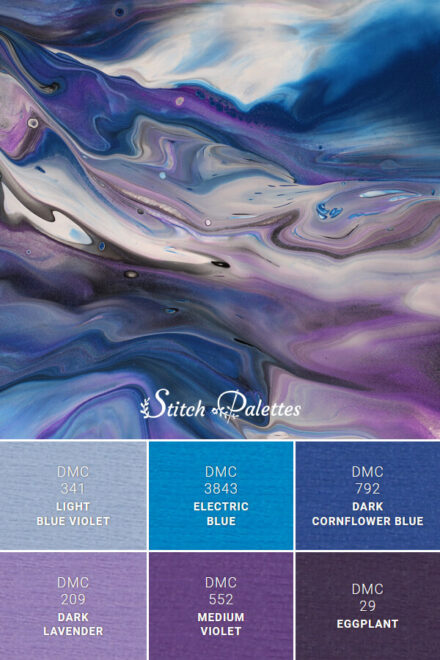 Abstract Blue And Purple - Embroidery Color Palette (With Thread Codes)