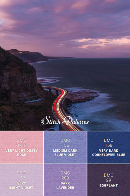 Sea Cliff Bridge - Embroidery Color Palette (With Thread Codes)