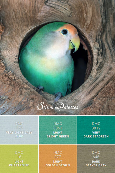 Perky Parrot - Embroidery Color Palette (With Thread Codes)