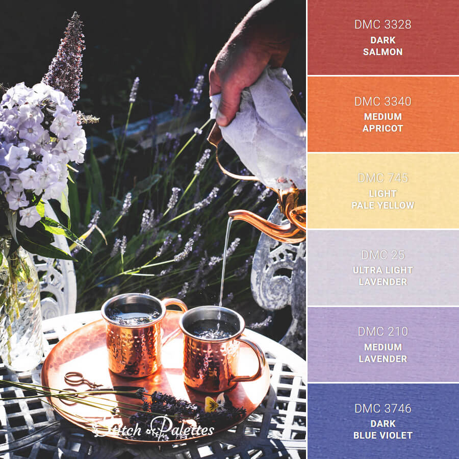 Calming Lavender Tea - Embroidery Color Palette (With Thread Codes)