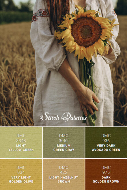 Extra Large Sunflower - Embroidery Color Palette (With Thread Codes)