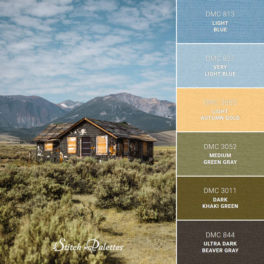 Old Cabin In California - Embroidery Color Palette (With Thread Codes)