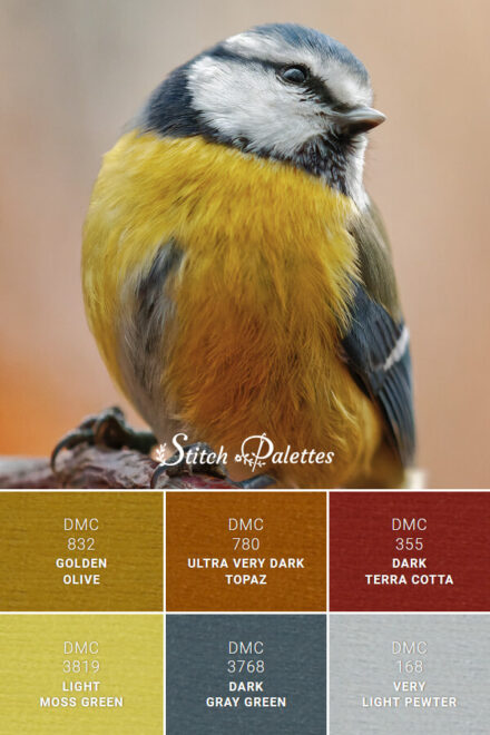 Radiant Yellow Bird - Embroidery Color Palette (With Thread Codes)