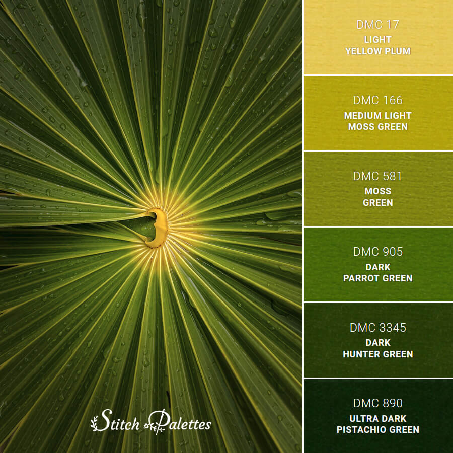 Greens Of Harmony - Embroidery Color Palette (With Thread Codes)