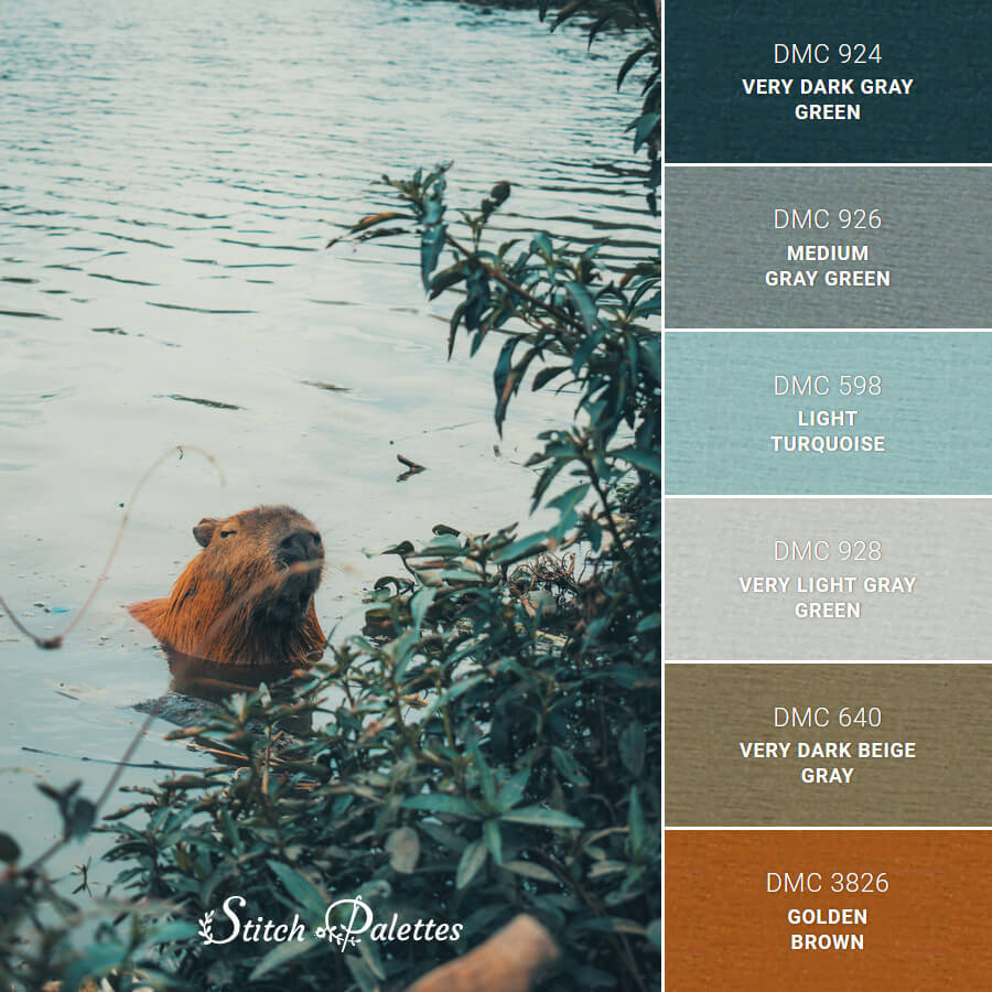 Capybara On Lunch Break - Embroidery Color Palette (With Thread Codes)