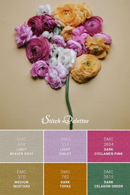 A Flower Of Flowers - Embroidery Color Palette (With Thread Codes)