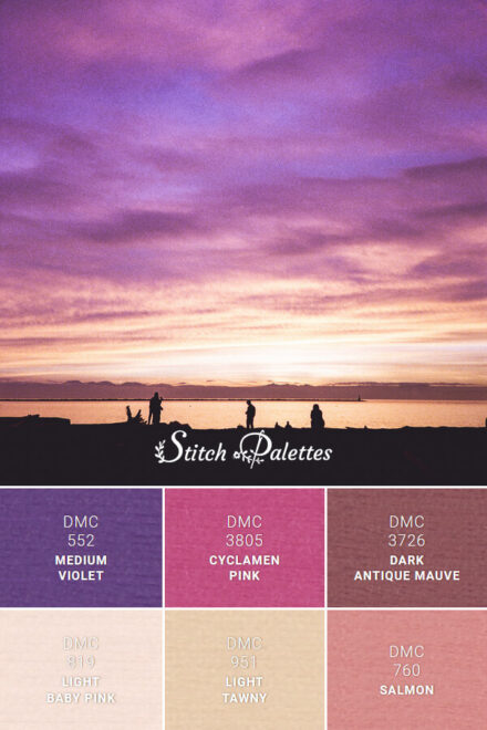 Sunset at Wreck Beach - Embroidery Color Palette (With Thread Codes)