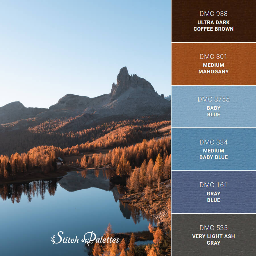 Dolomites In Italy - Embroidery Color Palette (With Thread Codes)