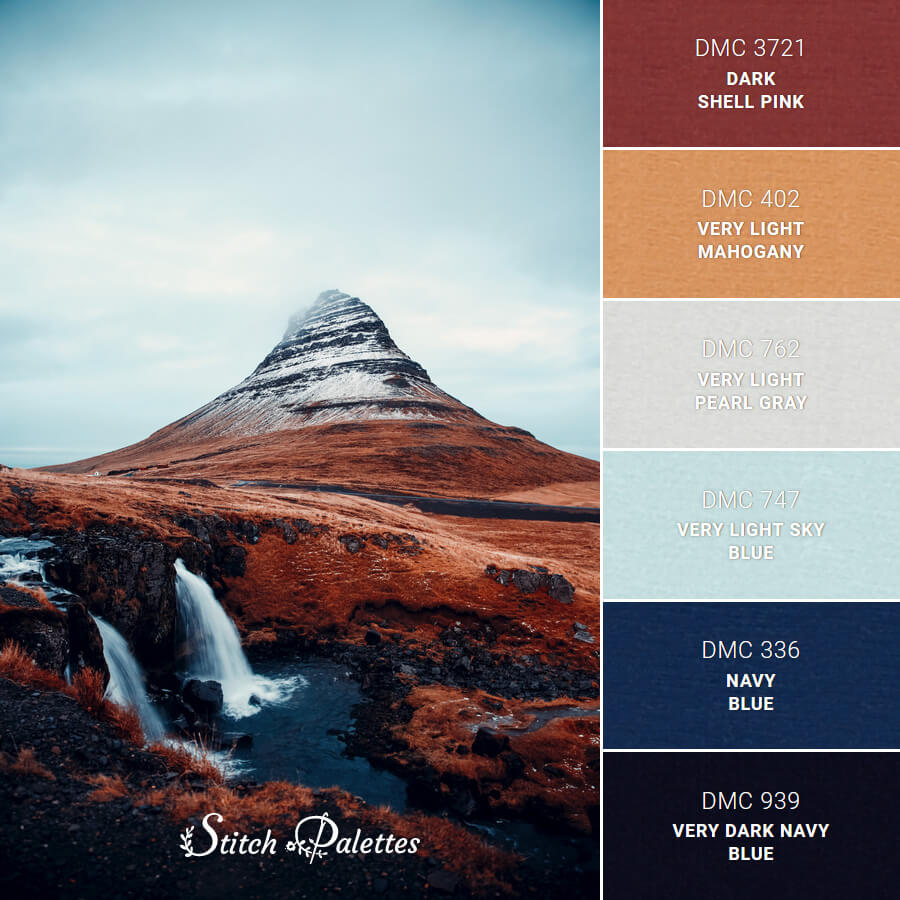 Panoramic Iceland - Embroidery Color Palette (With Thread Codes)