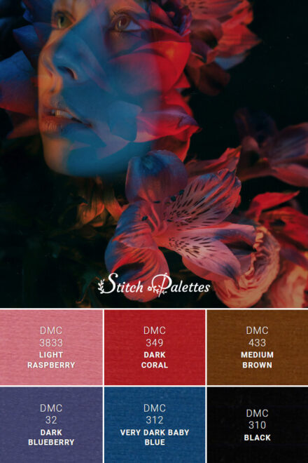 Floral Portrait - Embroidery Color Palette (With Thread Codes)