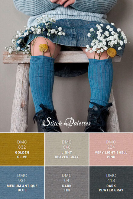 Blooming Stockings - Embroidery Color Palette (With Thread Codes)