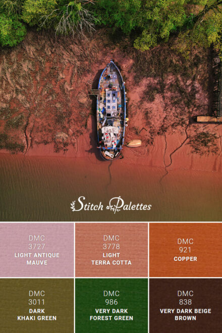 Abandoned Boat - Embroidery Color Palette (With Thread Codes)