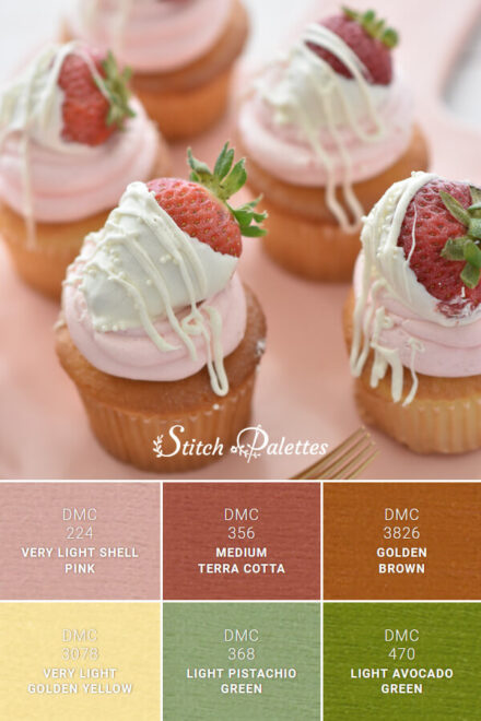 Strawberry Cupcakes - Embroidery Color Palette (With Thread Codes)