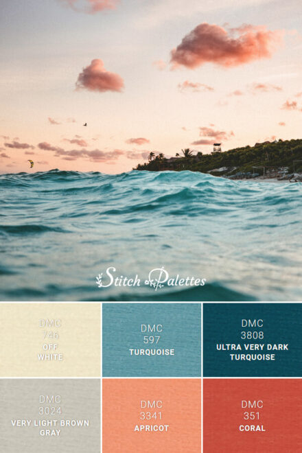Swimming In Tulum - Embroidery Color Palette (With Thread Codes)