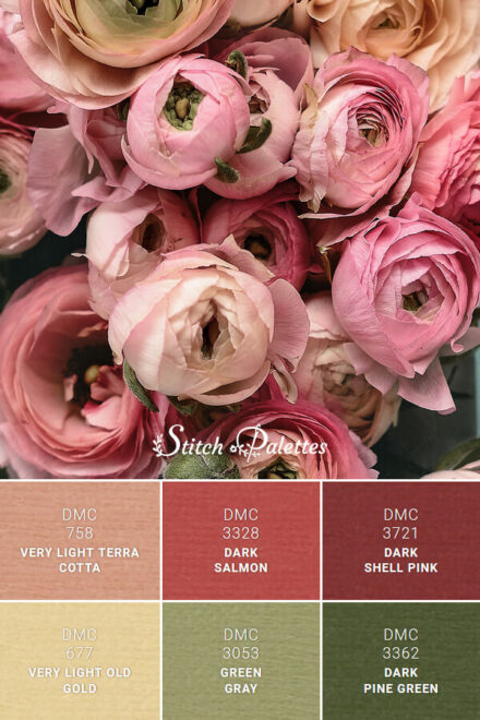 Spring Roses - Embroidery Color Palette (With Thread Codes)