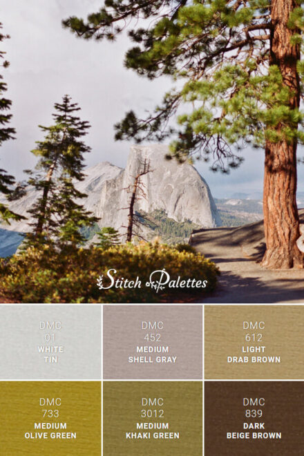 Around Pine Trees - Embroidery Color Palette (With Thread Codes)