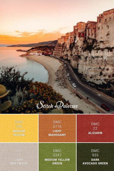 Italian Coast - Embroidery Color Palette (With Thread Codes)