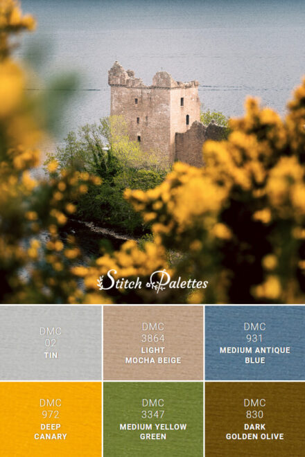 Castle Urquhart - Embroidery Color Palette (With Thread Codes)