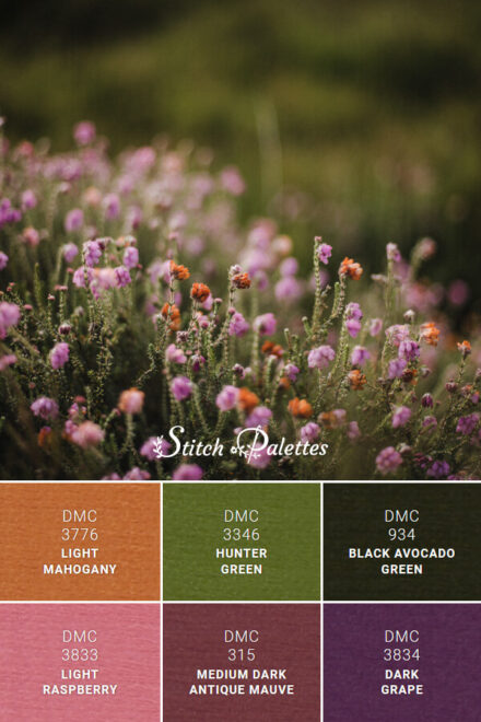 Mahogany Meadow - Embroidery Color Palette (With Thread Codes)