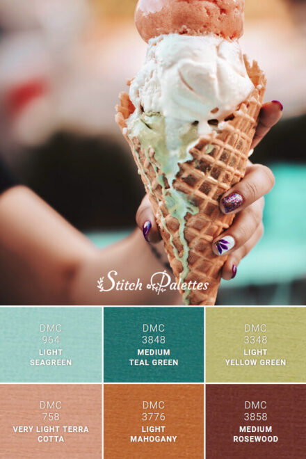 Melting Ice Cream - Embroidery Color Palette (With Thread Codes)