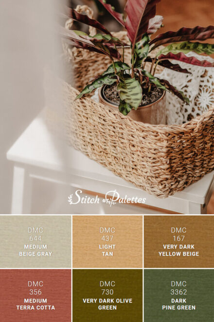 Wicker Basket - Embroidery Color Palette (With Thread Codes)