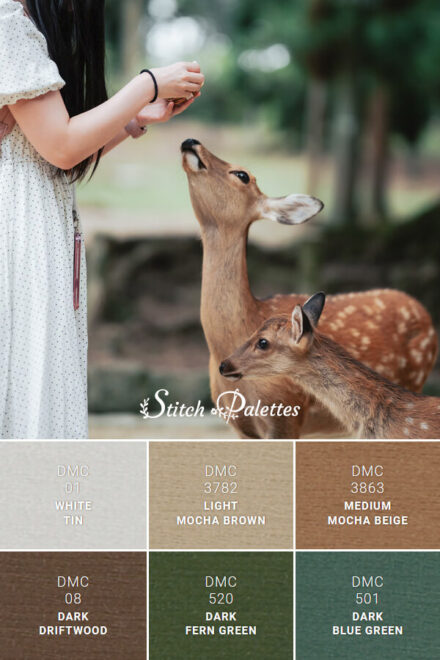 Feeding The Fawns - Embroidery Color Palette (With Thread Codes)