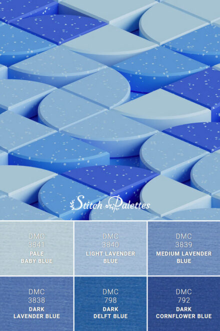 Pattern In Blue - Embroidery Color Palette (With Thread Codes)