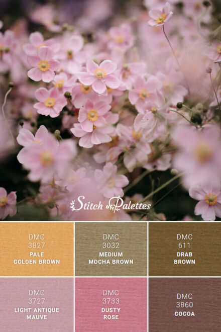 Dusty Pink Petals - Embroidery Color Palette (With Thread Codes)