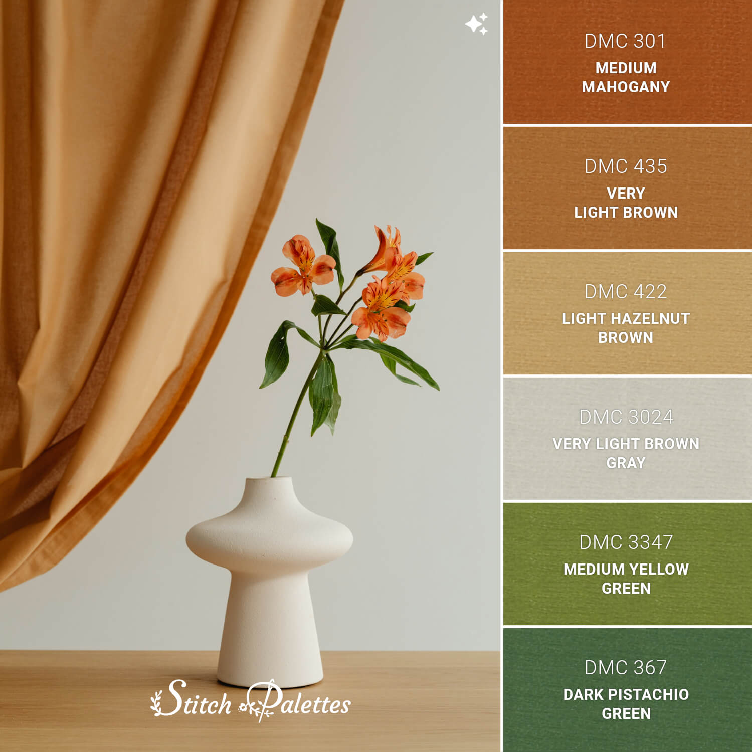 Single Flower Simplicity - Embroidery Color Palette (With Thread Codes)
