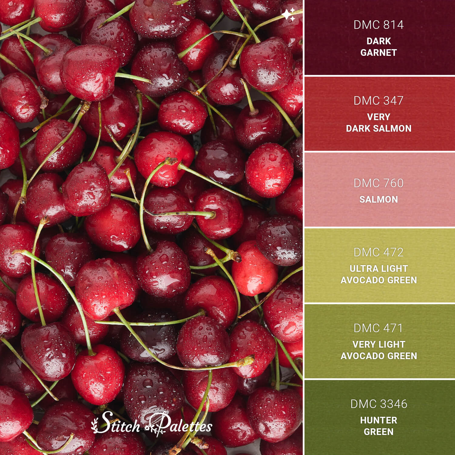 Cherry Season - Embroidery Color Palette (With Thread Codes)