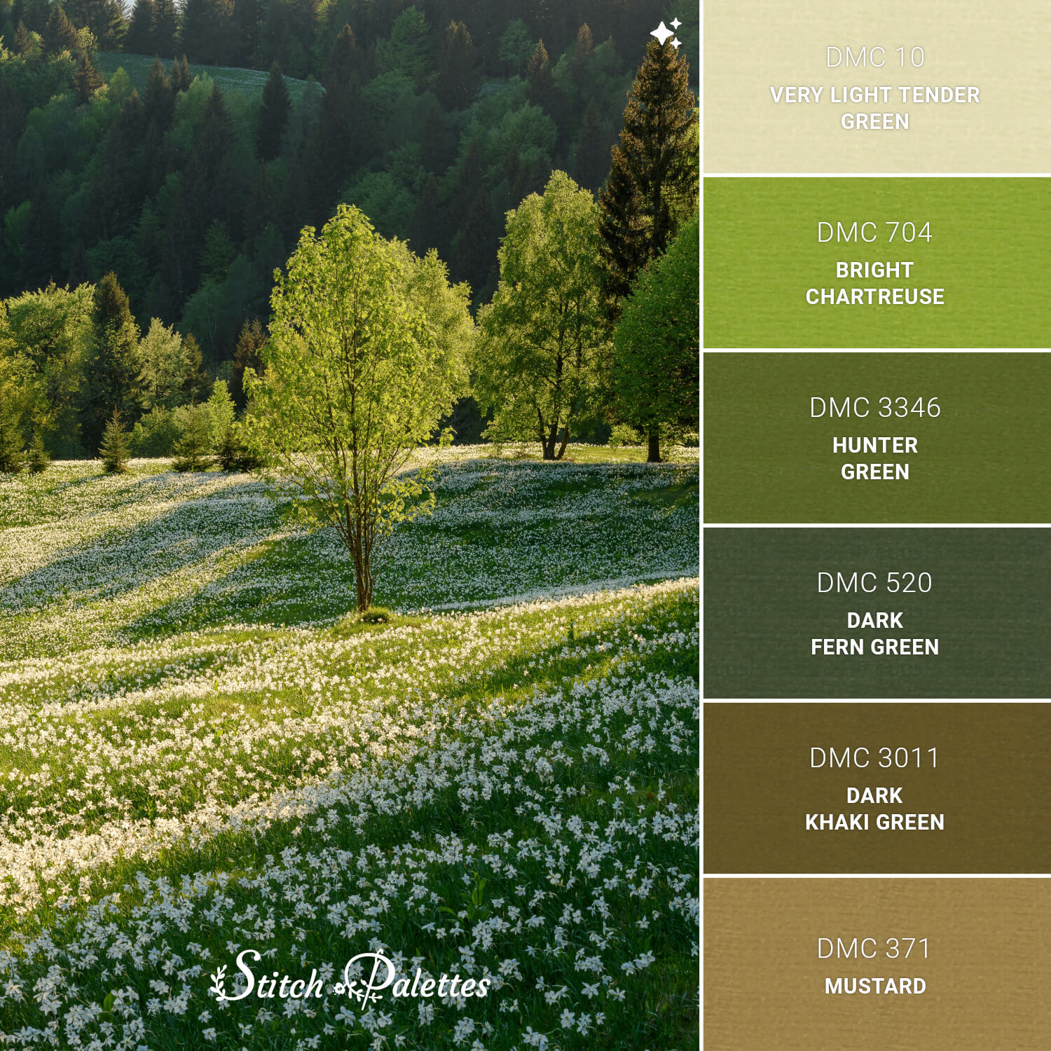 Forest In The Spring - Embroidery Color Palette (With Thread Codes)