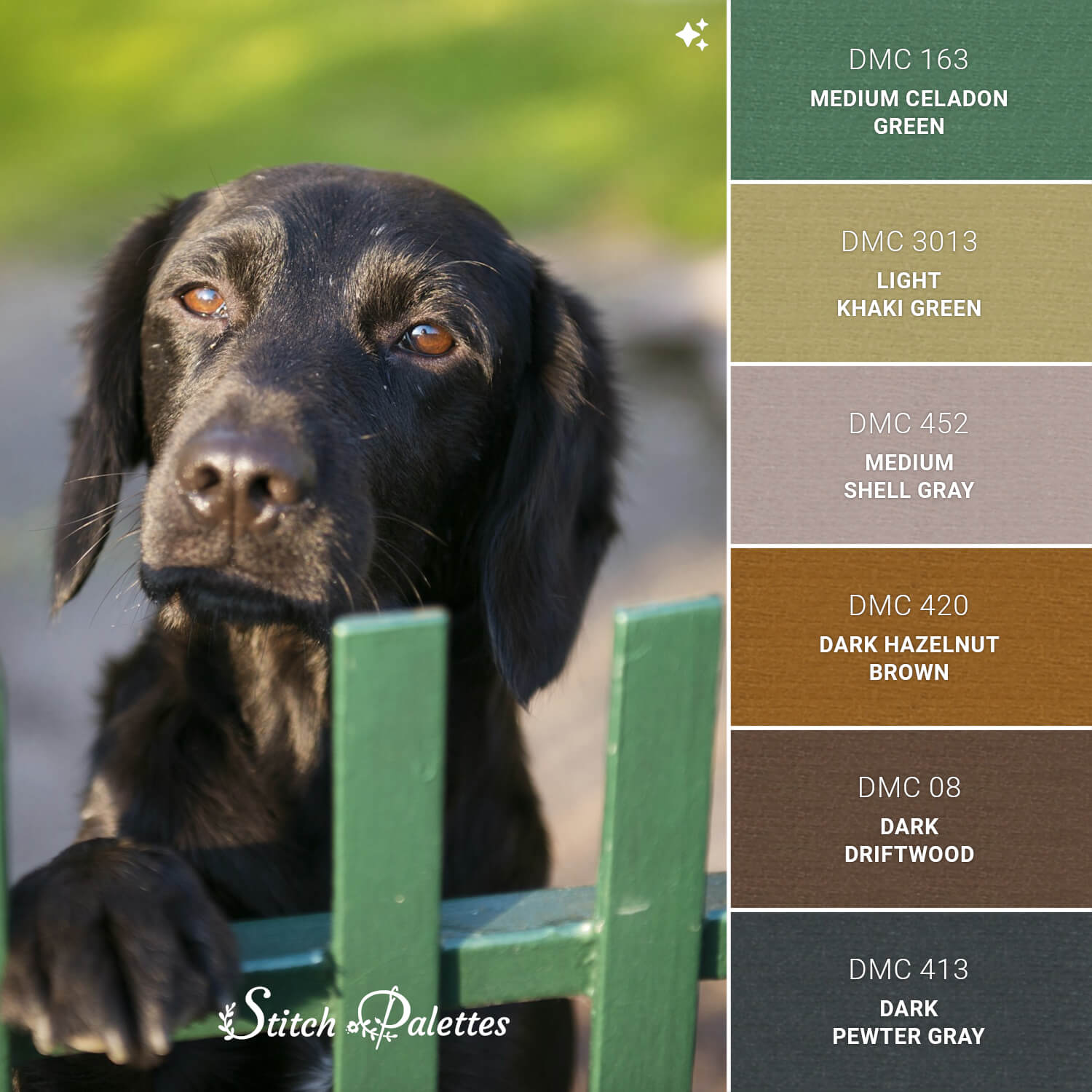 Friends By The Fence - Embroidery Color Palette (With Thread Codes)