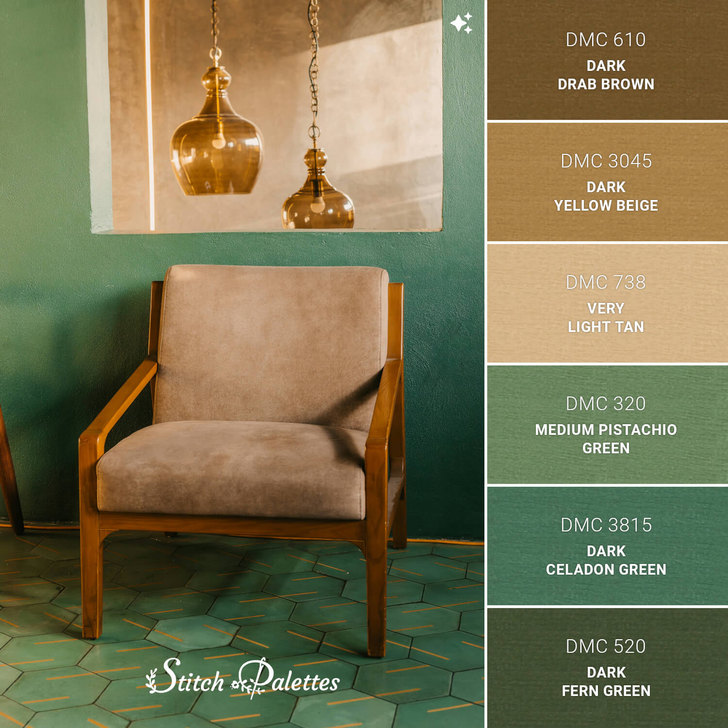 In The Waiting Room - Embroidery Color Palette (With Thread Codes)