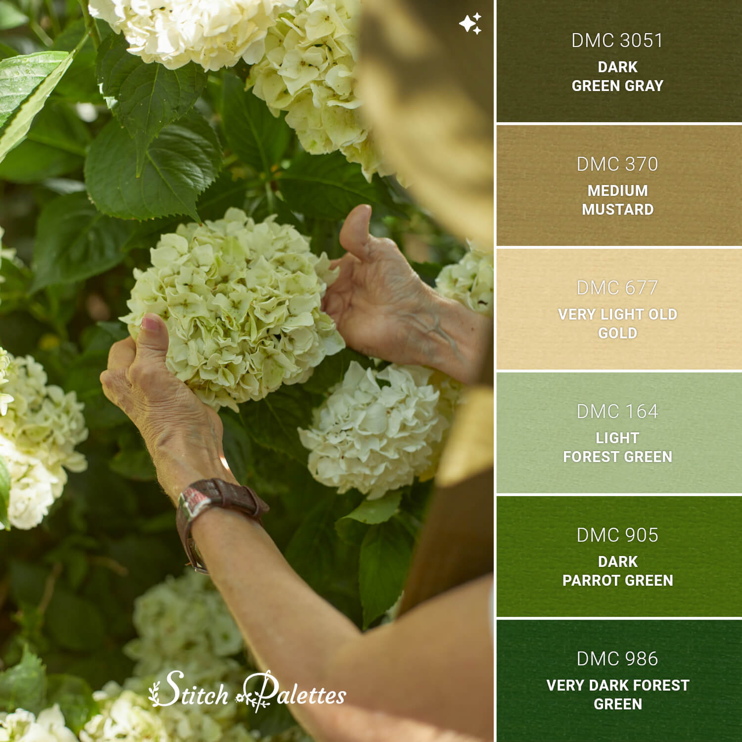 Happy Hydrangeas - Embroidery Color Palette (With Thread Codes)