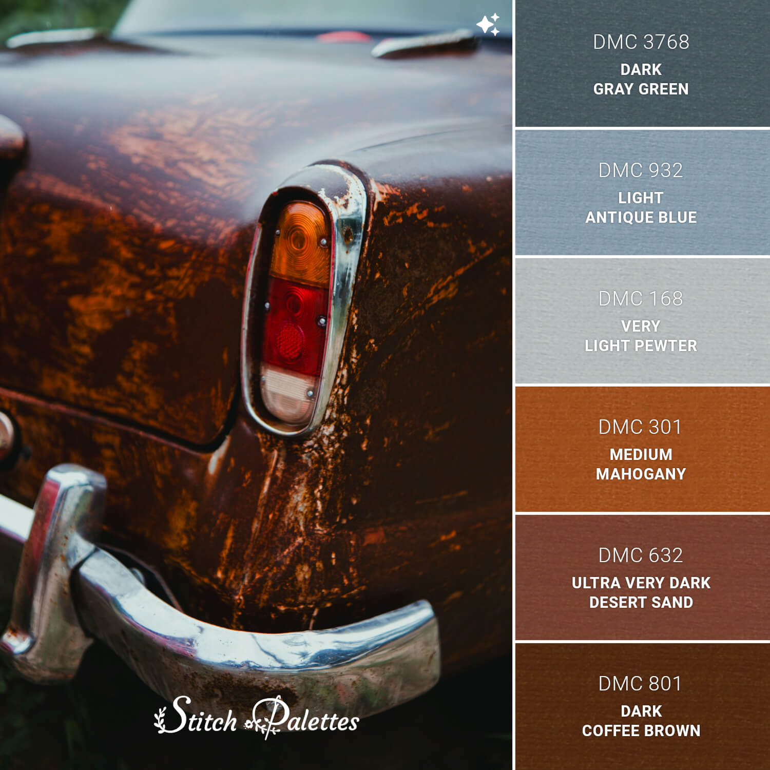 Time’s Patina - Embroidery Color Palette (With Thread Codes)