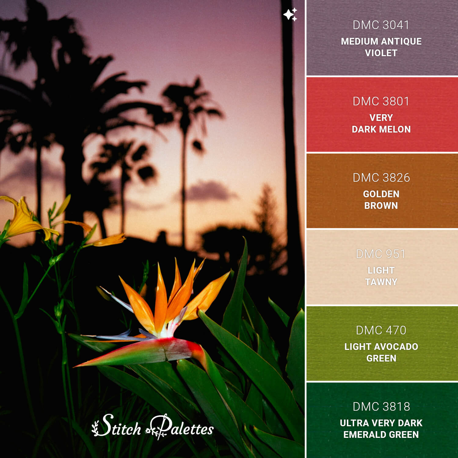 A Bird Of Paradise - Embroidery Color Palette (With Thread Codes)